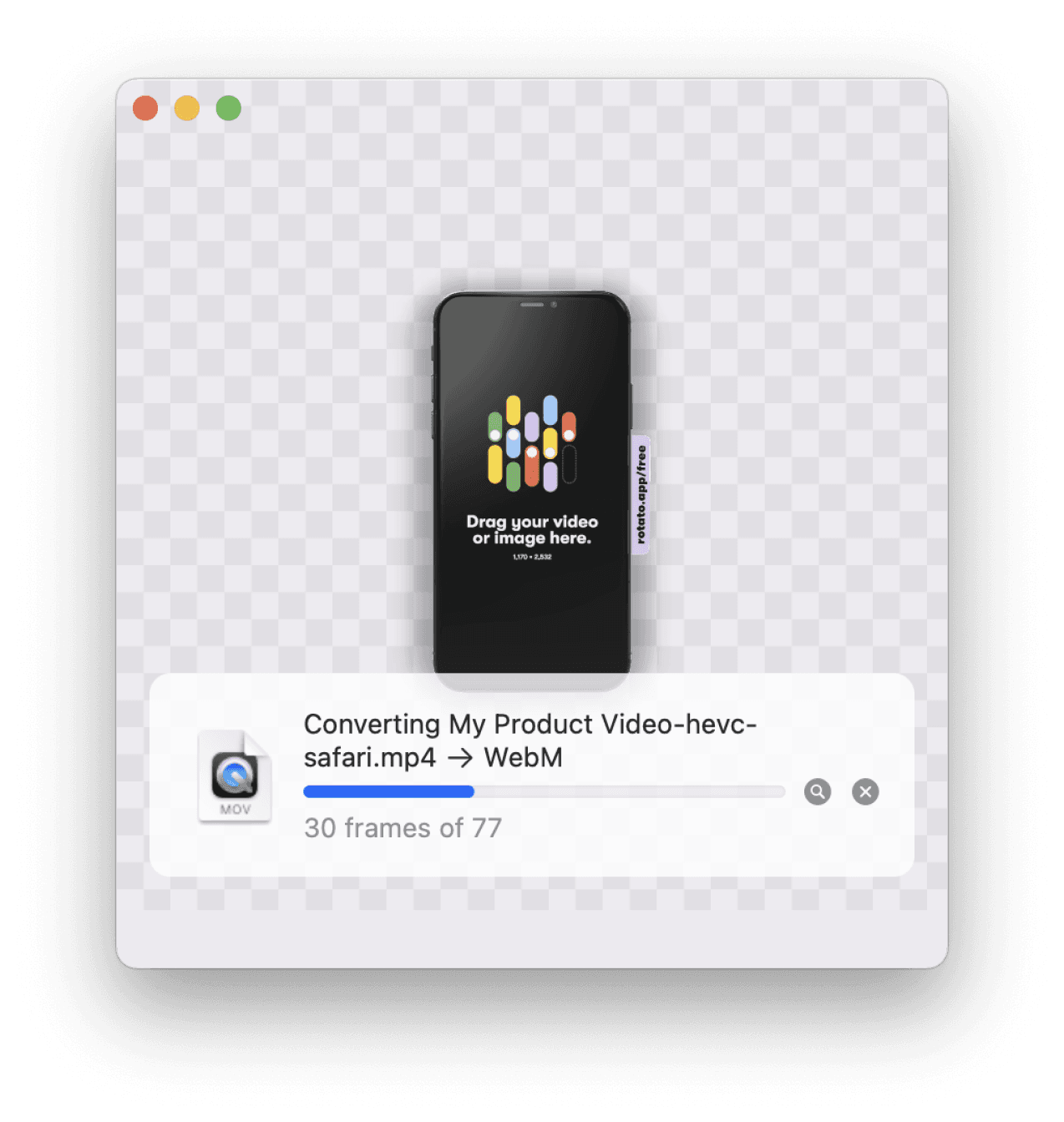 Alpha channel tool: Create transparent videos for all browsers | Rotato