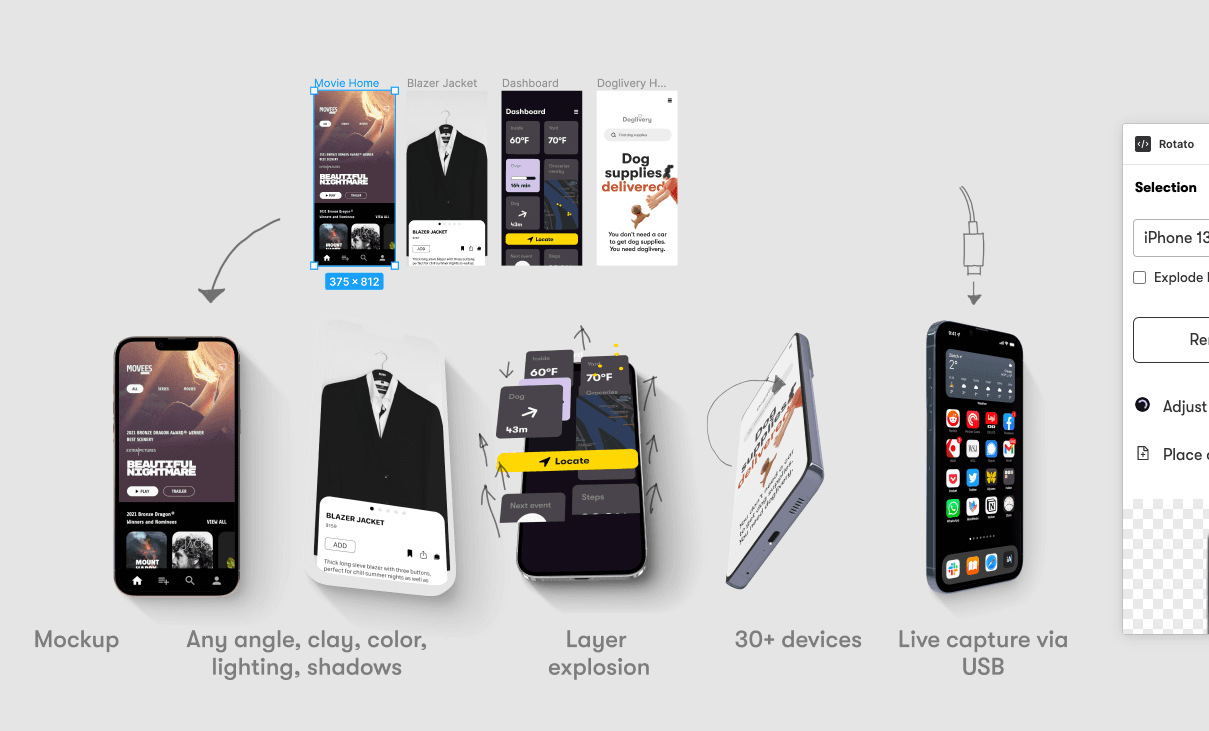 Figma iPhone Mockup: Plugin for designers for instant 3D | Rotato